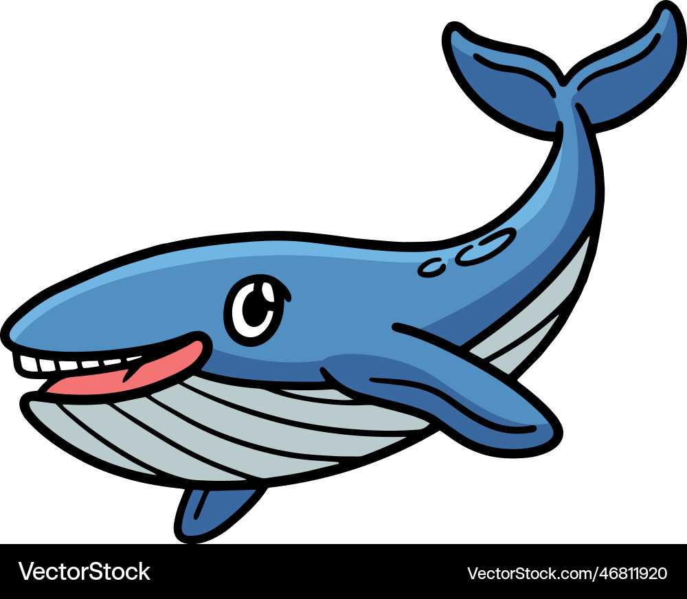 Whale cartoon colored clipart Royalty Free Vector Image