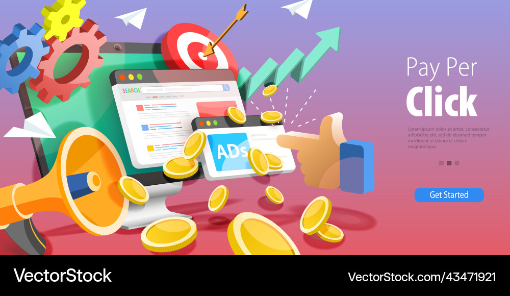 3d conceptual of pay per click Royalty Free Vector Image