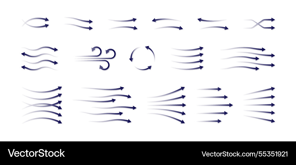 Air arrow wind flow blue wave effect or cold Vector Image