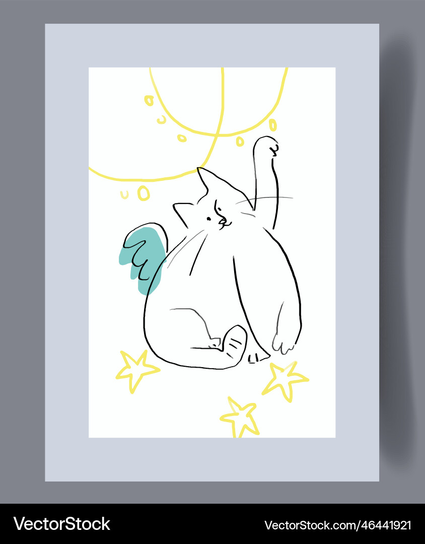 Animal cat angelic kitten wall art print Vector Image