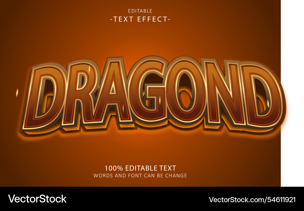 Dragons editable text effect 3d emboss neon style Vector Image