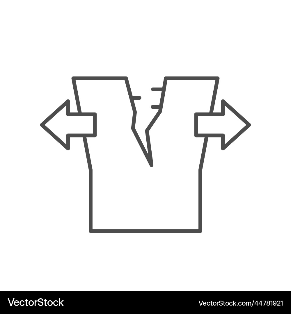 Fabric tear line outline icon Royalty Free Vector Image