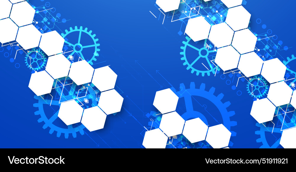 Gear wheel technology pattern on blue gradient Vector Image
