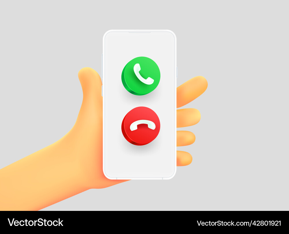 Hand holding smartphone with telephone call icons Vector Image