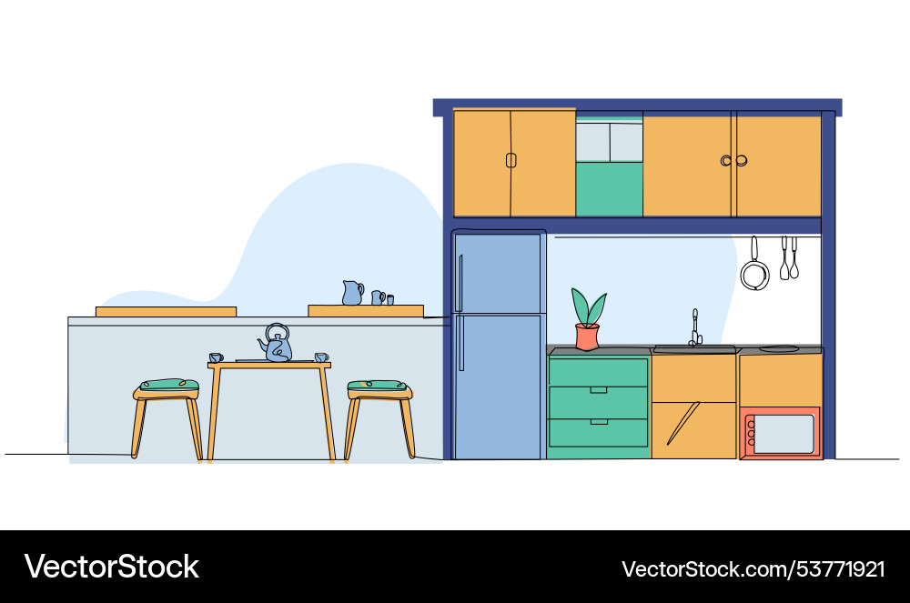 Kitchen interior modern flat Royalty Free Vector Image