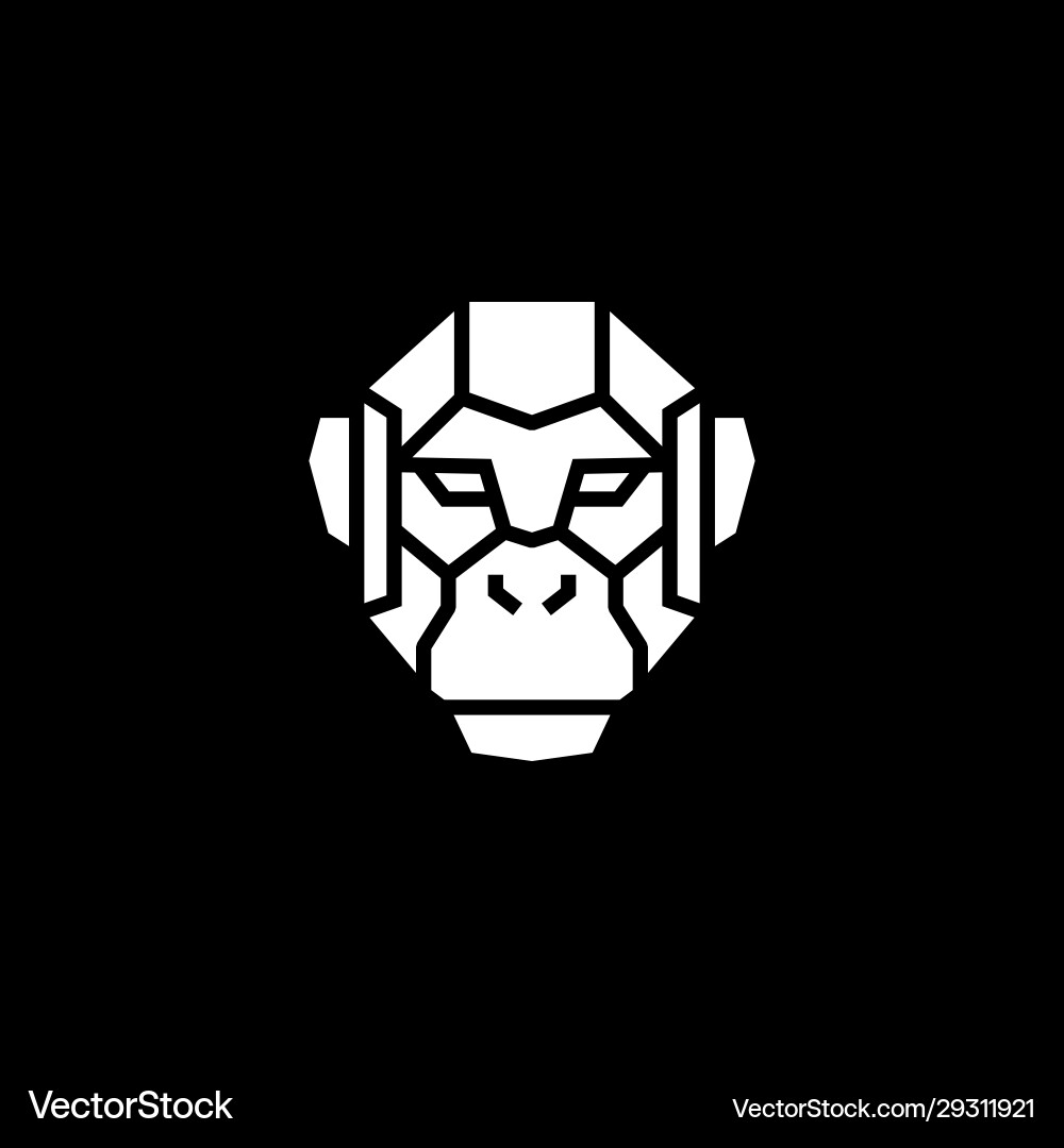 Monkey chimp face head robot cyborg logo icon Vector Image