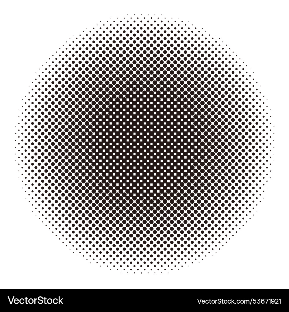 Monochrome round halftone pattern Royalty Free Vector Image