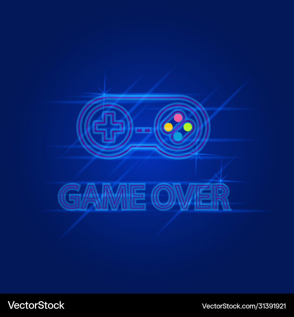 Neon Game Over Interface Royalty Free Vector Image