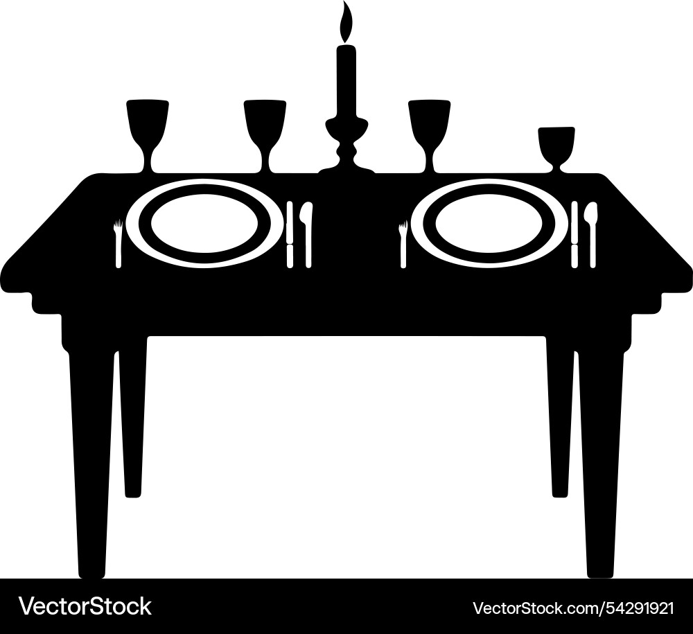 Table chairs silhouette Royalty Free Vector Image