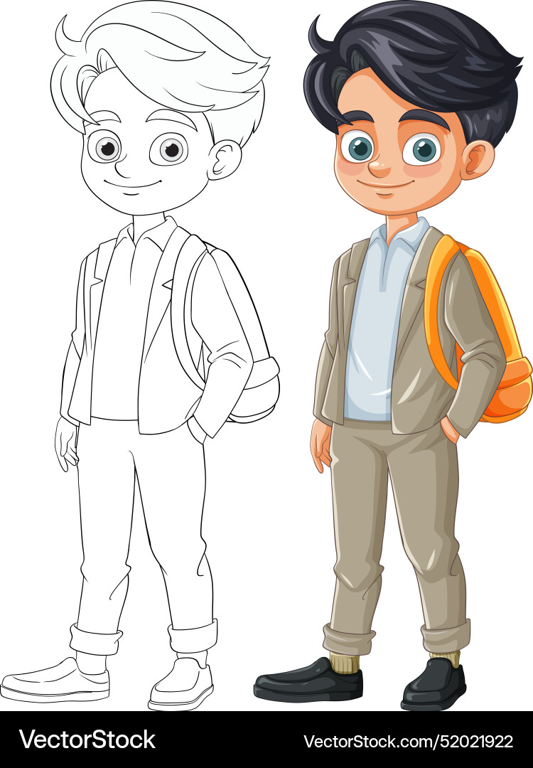 A boy with backpack Royalty Free Vector Image - VectorStock