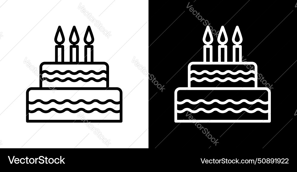 Birthday cake icon set candle cherry symbol Vector Image