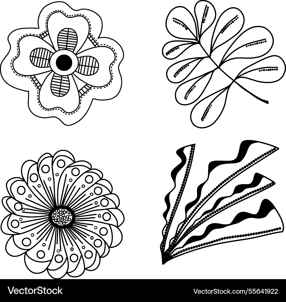 Black floral bundle Royalty Free Vector Image - VectorStock