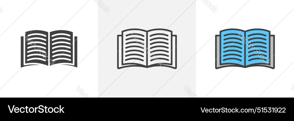 Book icon set publication notebook symbol diary Vector Image