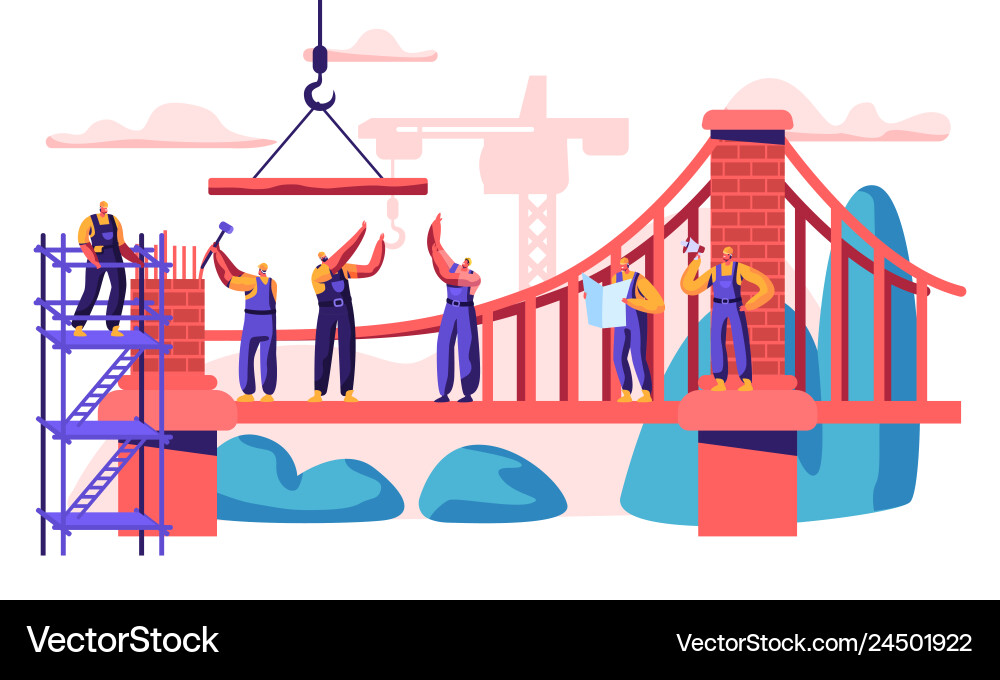 Construction cable-stayed bridge character Vector Image