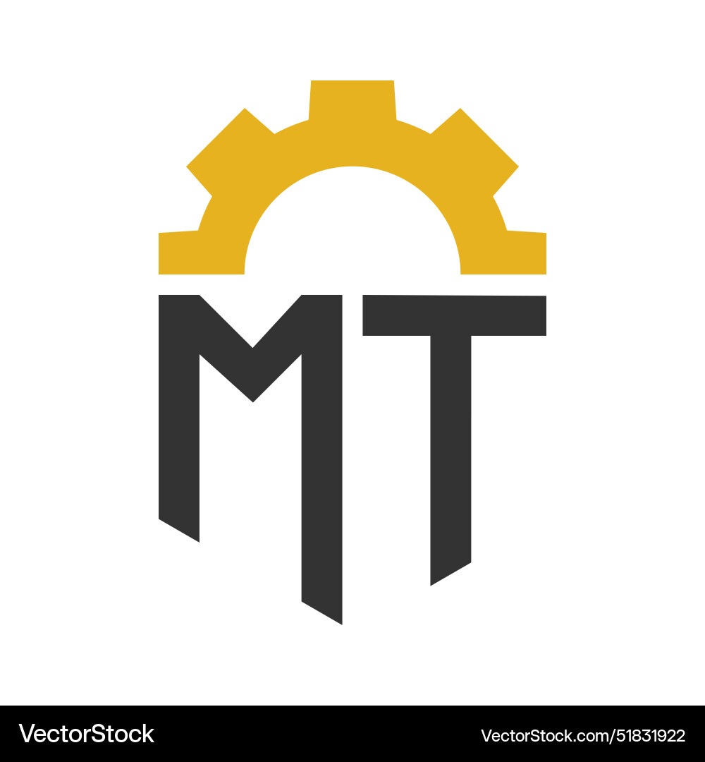 Letter mt gear logo design for service center Vector Image