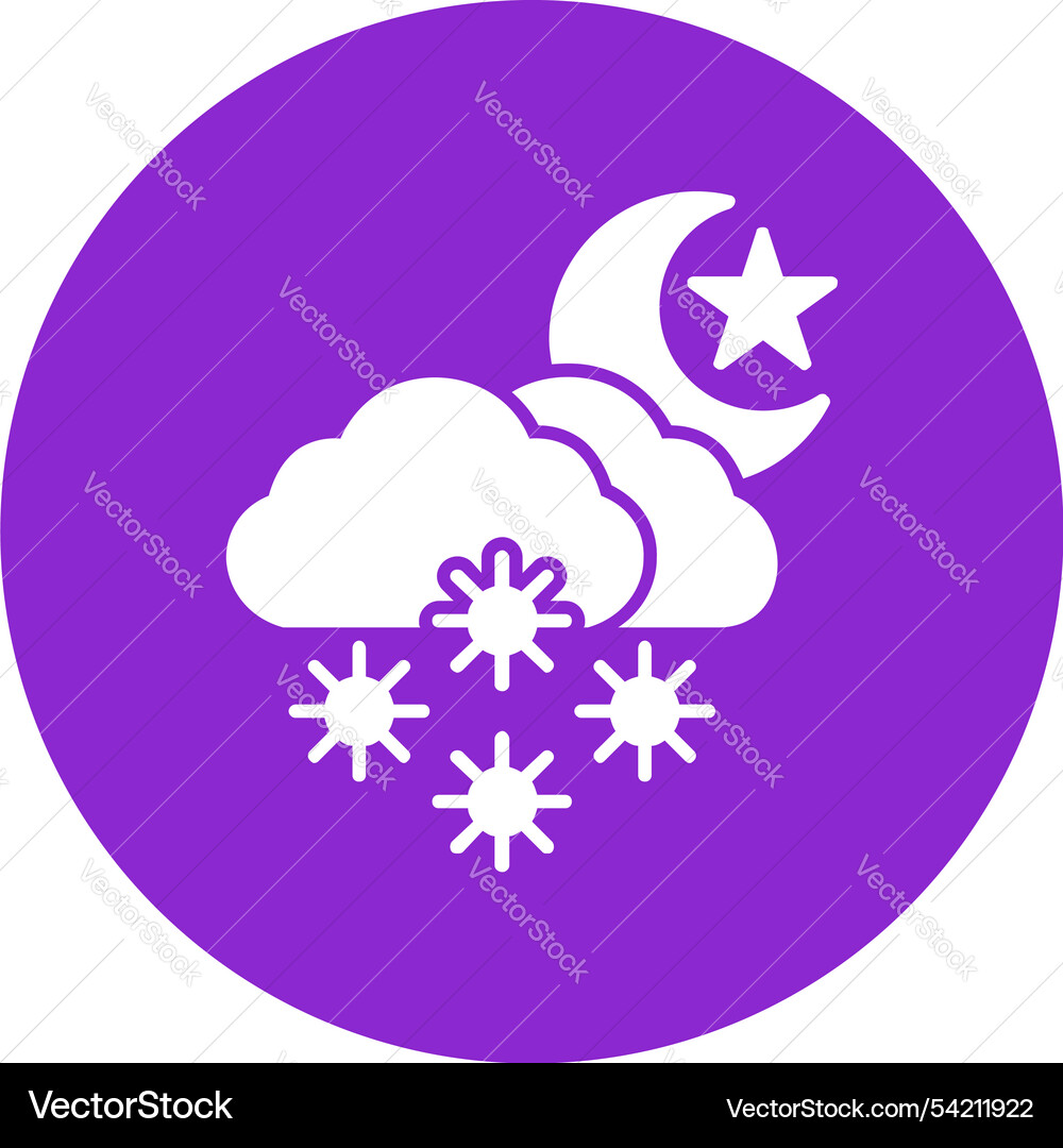 Night snow glyph circle icon Royalty Free Vector Image