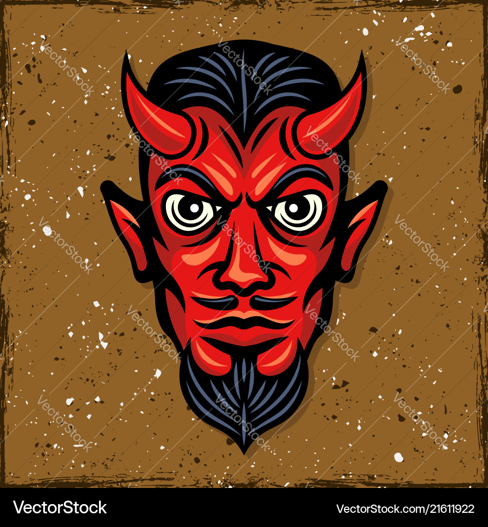 Red devil head with horns Royalty Free Vector Image