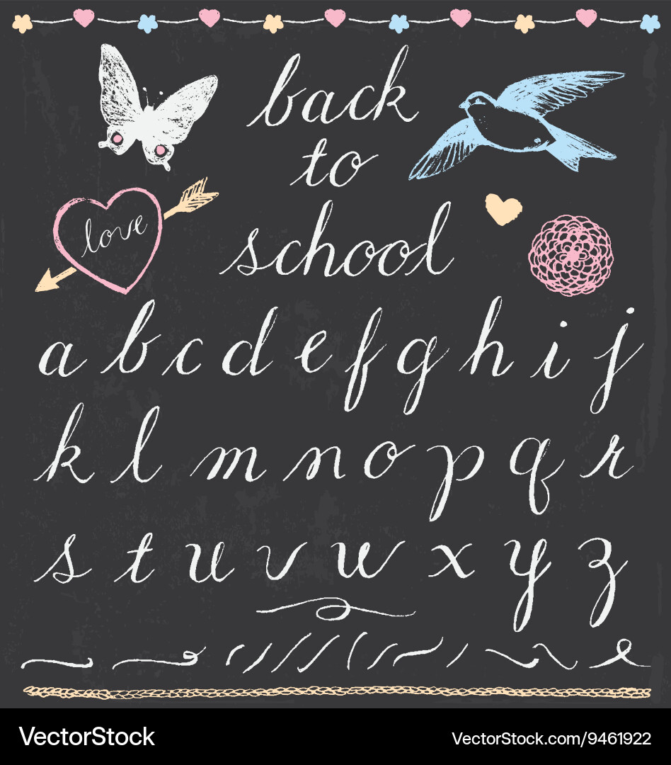 Rustic chalk back to school script lettering set Vector Image