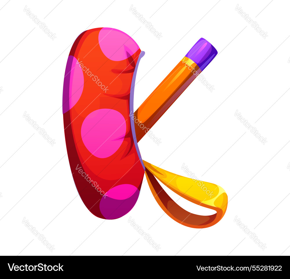 School education font pencil case k letter Vector Image