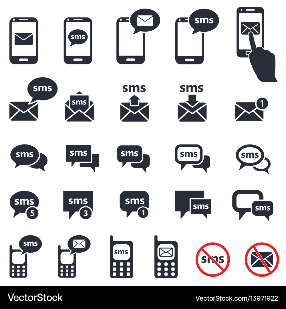 Sms icons set Royalty Free Vector Image - VectorStock