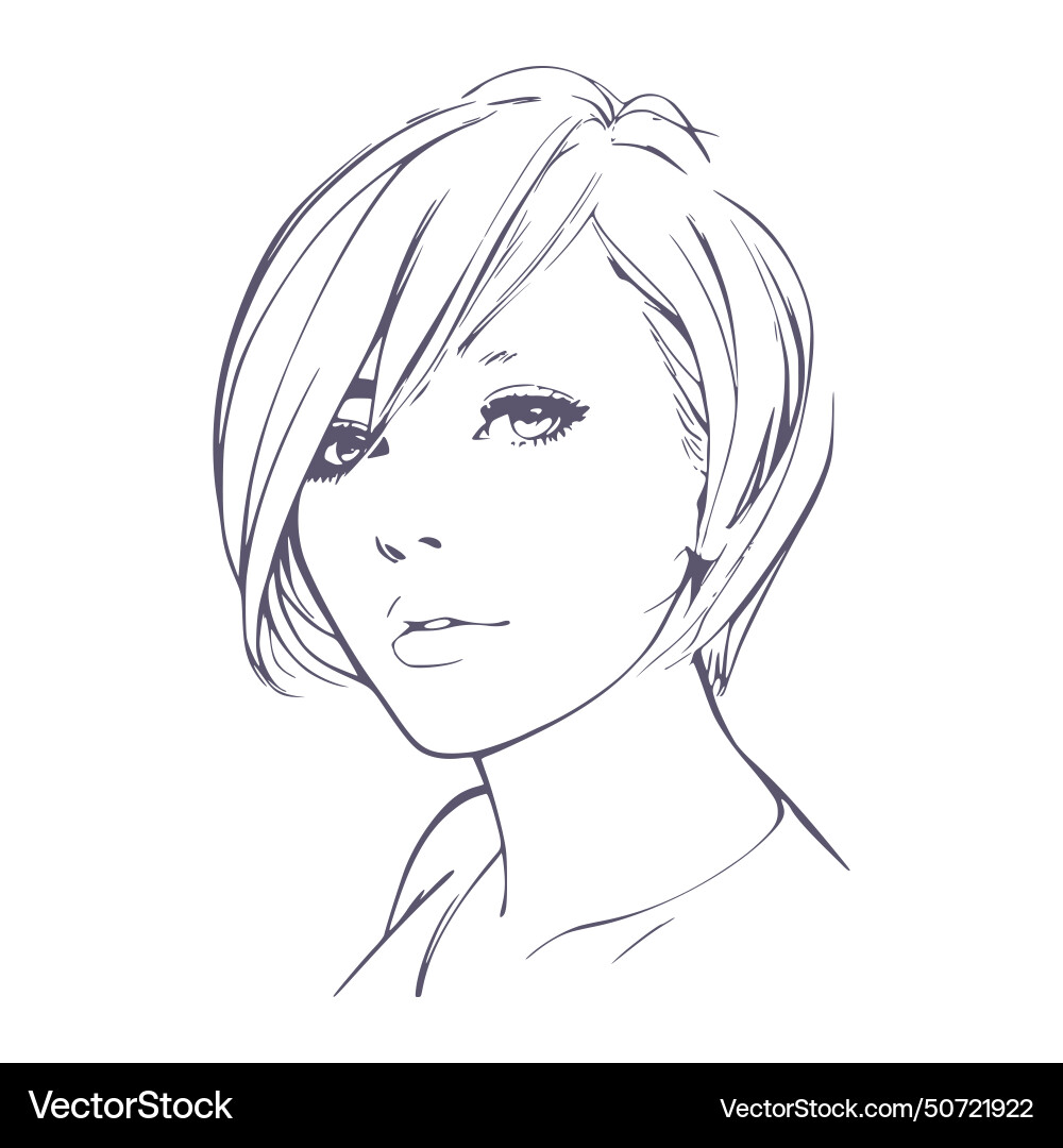 Young woman face half turn view elegant Royalty Free Vector