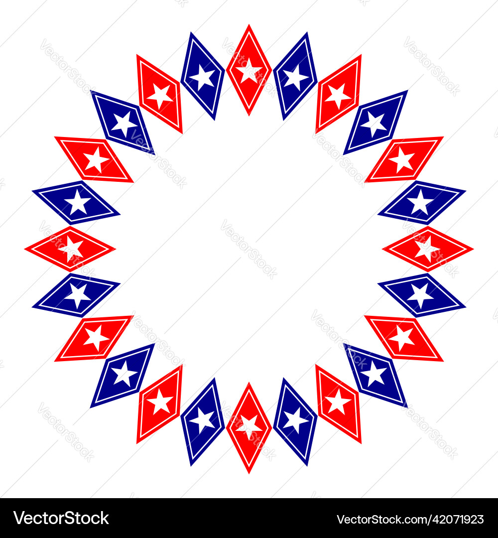American flag symbols stars round border Vector Image