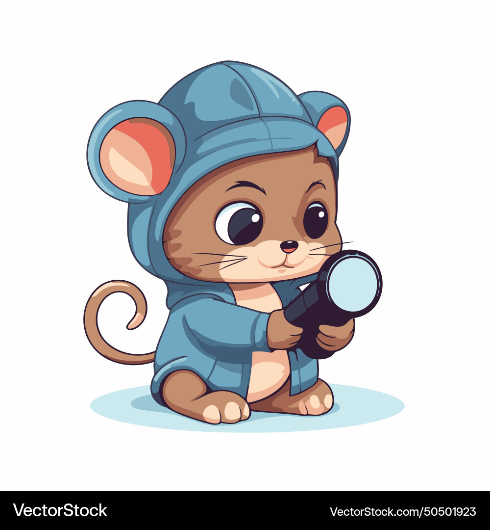 Cute cartoon mouse in a blue hat Royalty Free Vector Image