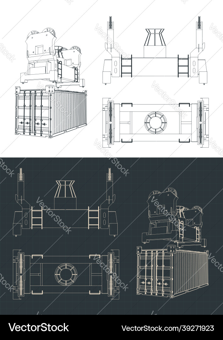 Frame container spreader blueprints Royalty Free Vector