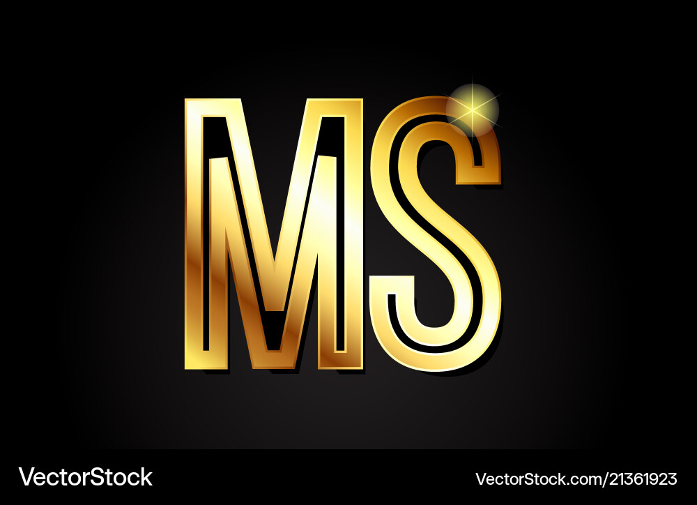 Gold alphabet letter ms m s logo combination icon Vector Image