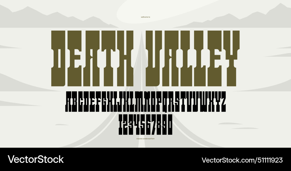 Massive serif font in american style wild west Vector Image