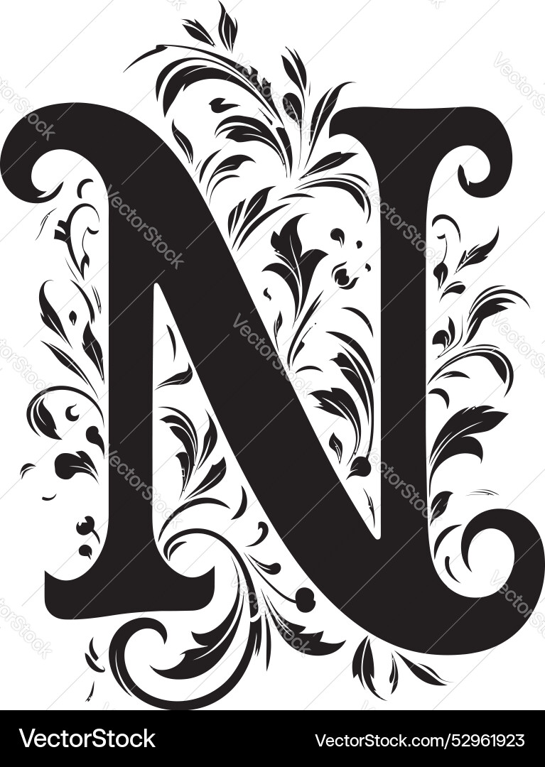 Nostalgic script vintage font n art nimble Vector Image