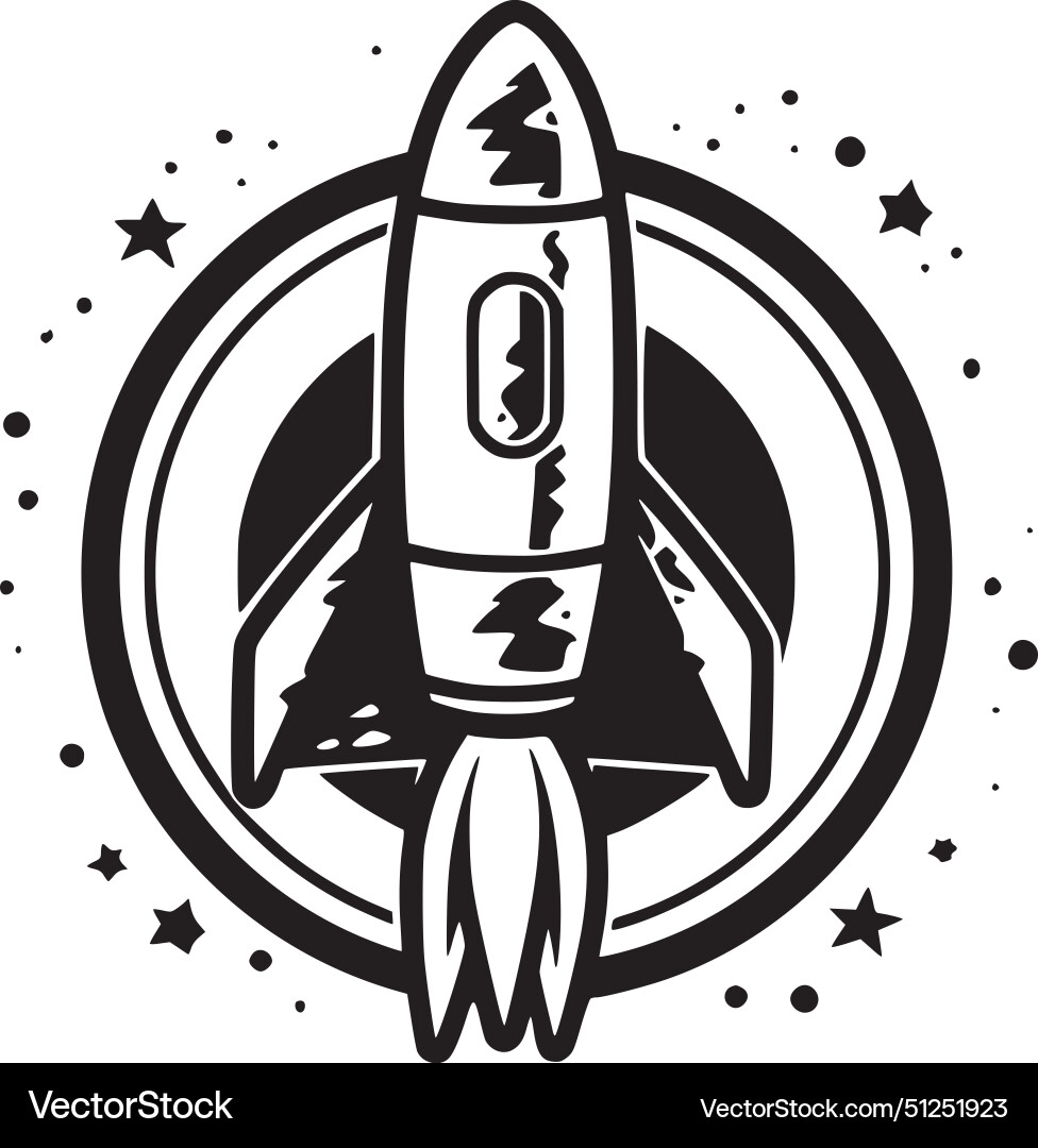 Rocket - black and white Royalty Free Vector Image