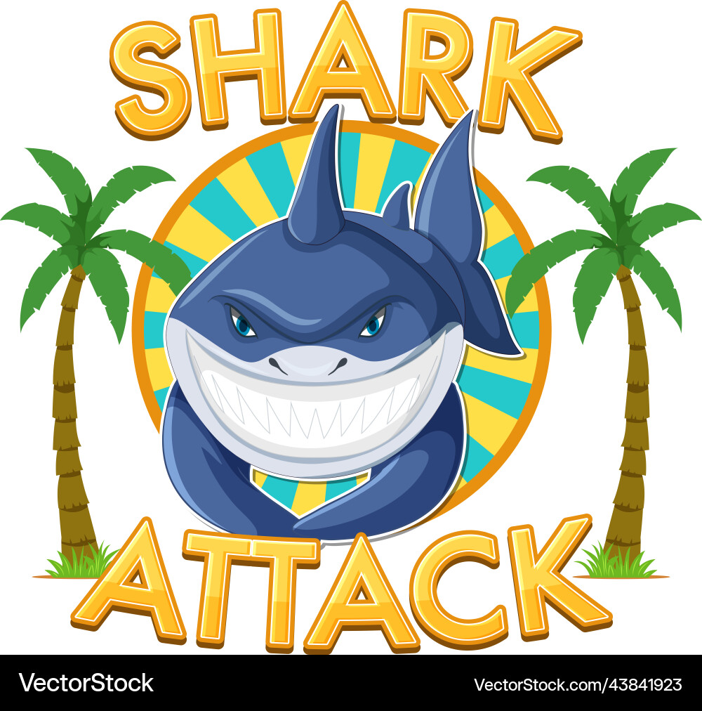 Shark attack icon with cute cartoon Royalty Free Vector