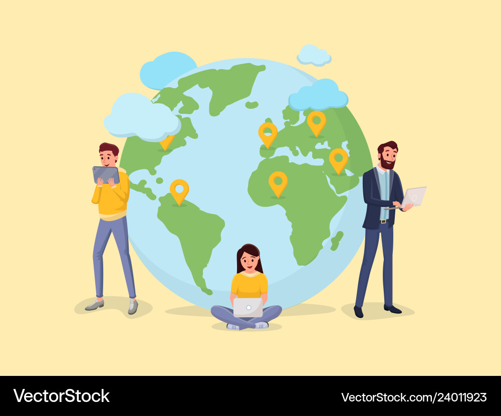 World map with people to connection Royalty Free Vector