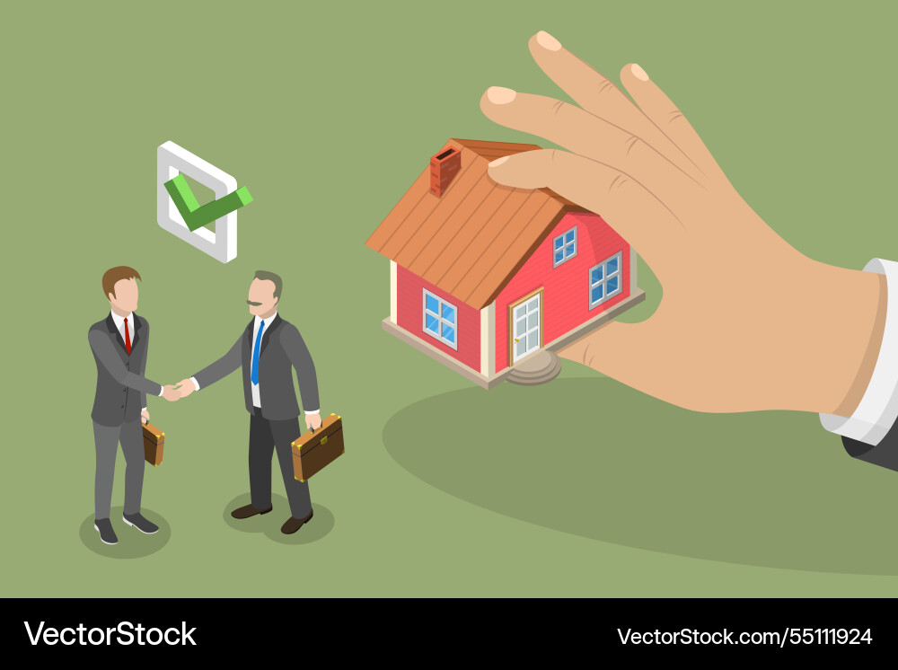 3d isometric flat of property Royalty Free Vector Image