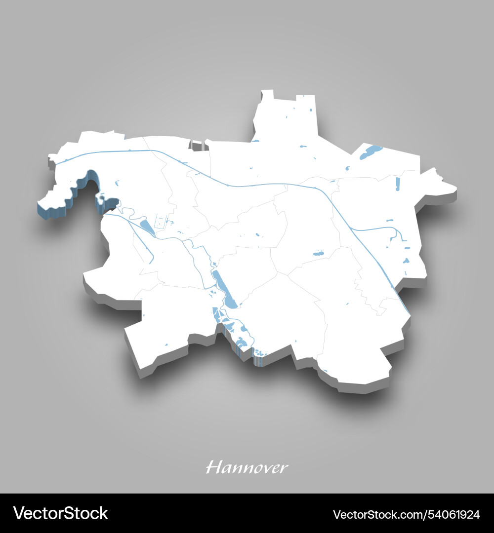 3d map of hanover with waterways highlighted Vector Image