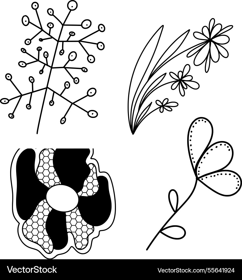 Black floral bundle Royalty Free Vector Image - VectorStock