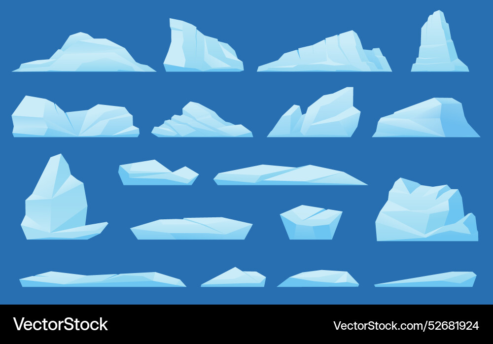 Floating glaciers ice floes blocks icebergs Vector Image