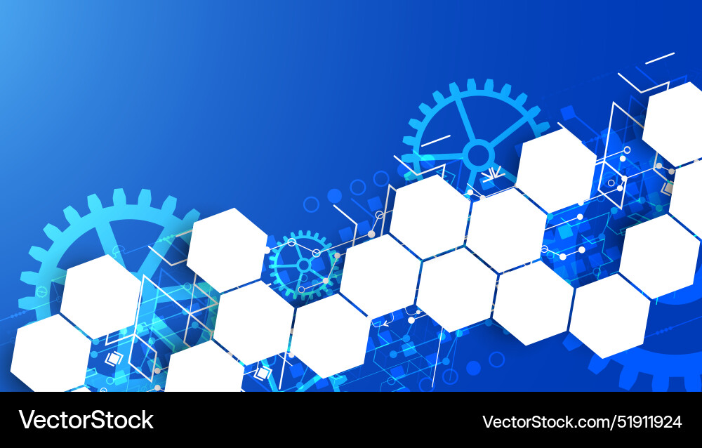 Gear wheel technology pattern on blue gradient Vector Image