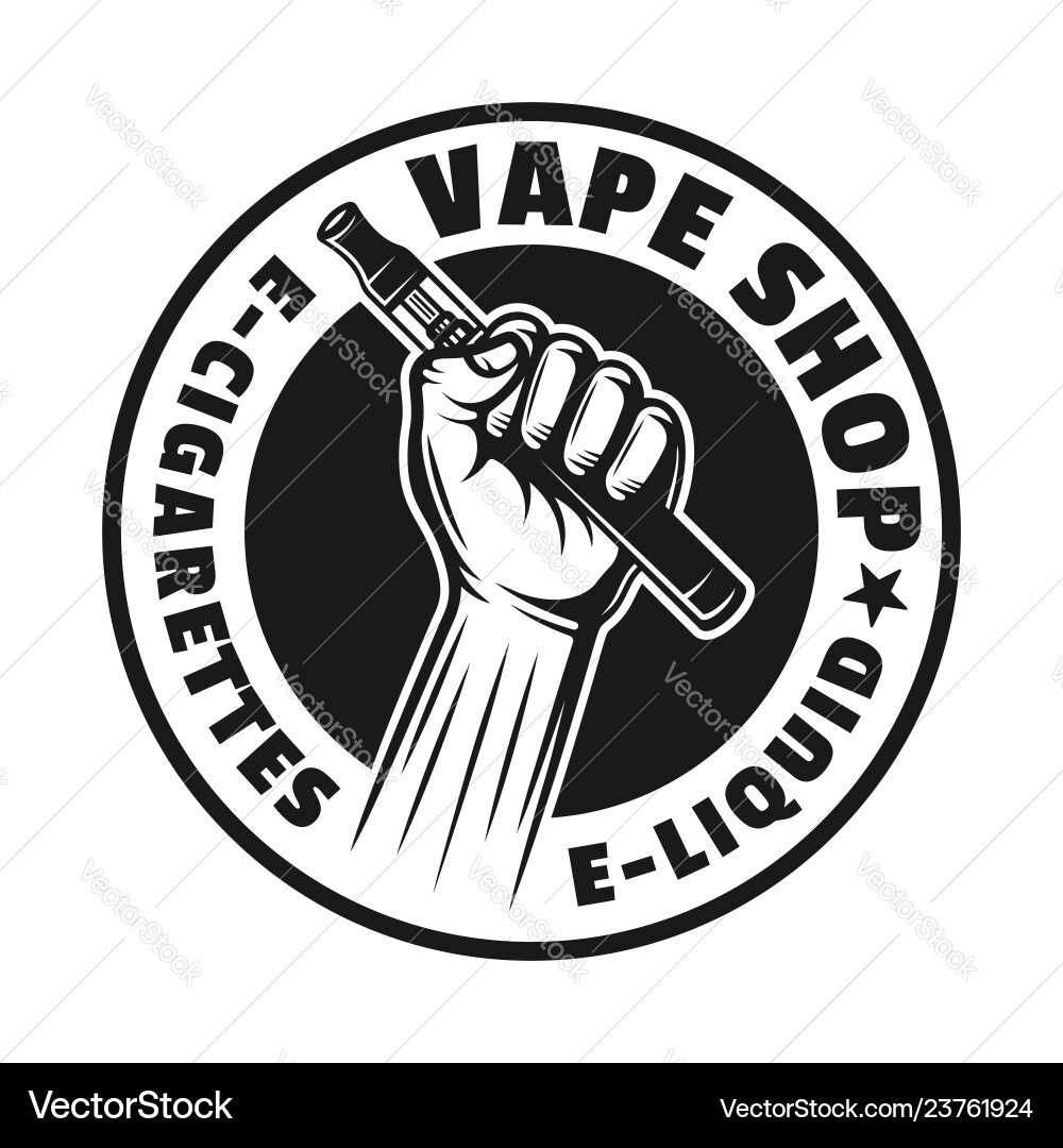 Hands Holding Vape Pen Emblem Royalty Free Vector Image