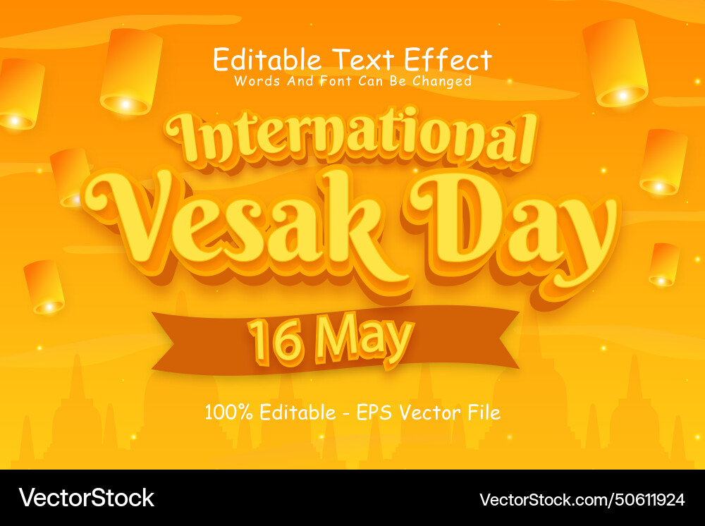 International vesak day 16 may editable text Vector Image