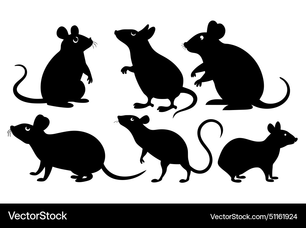 Mice silhouette collection Royalty Free Vector Image