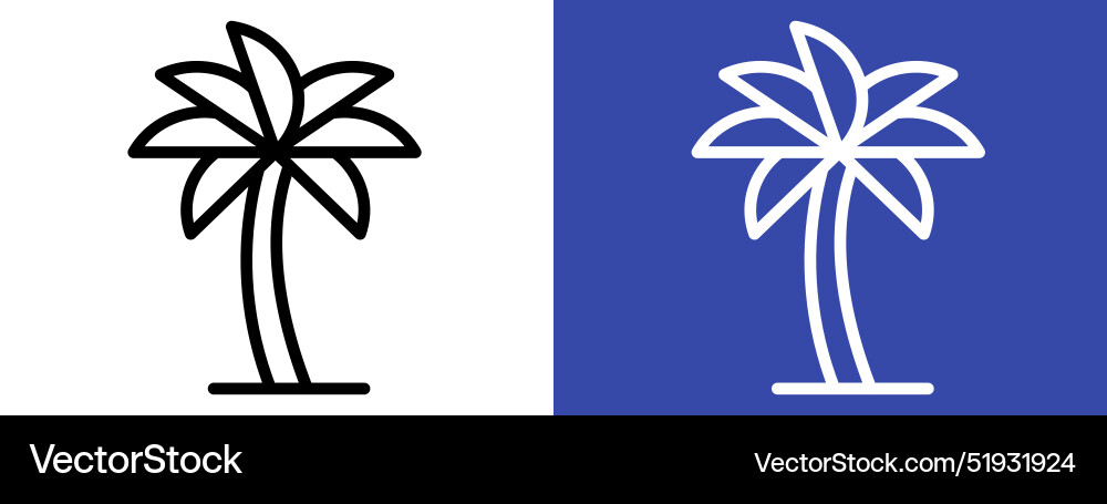Palm tree icon logo set Royalty Free Vector Image