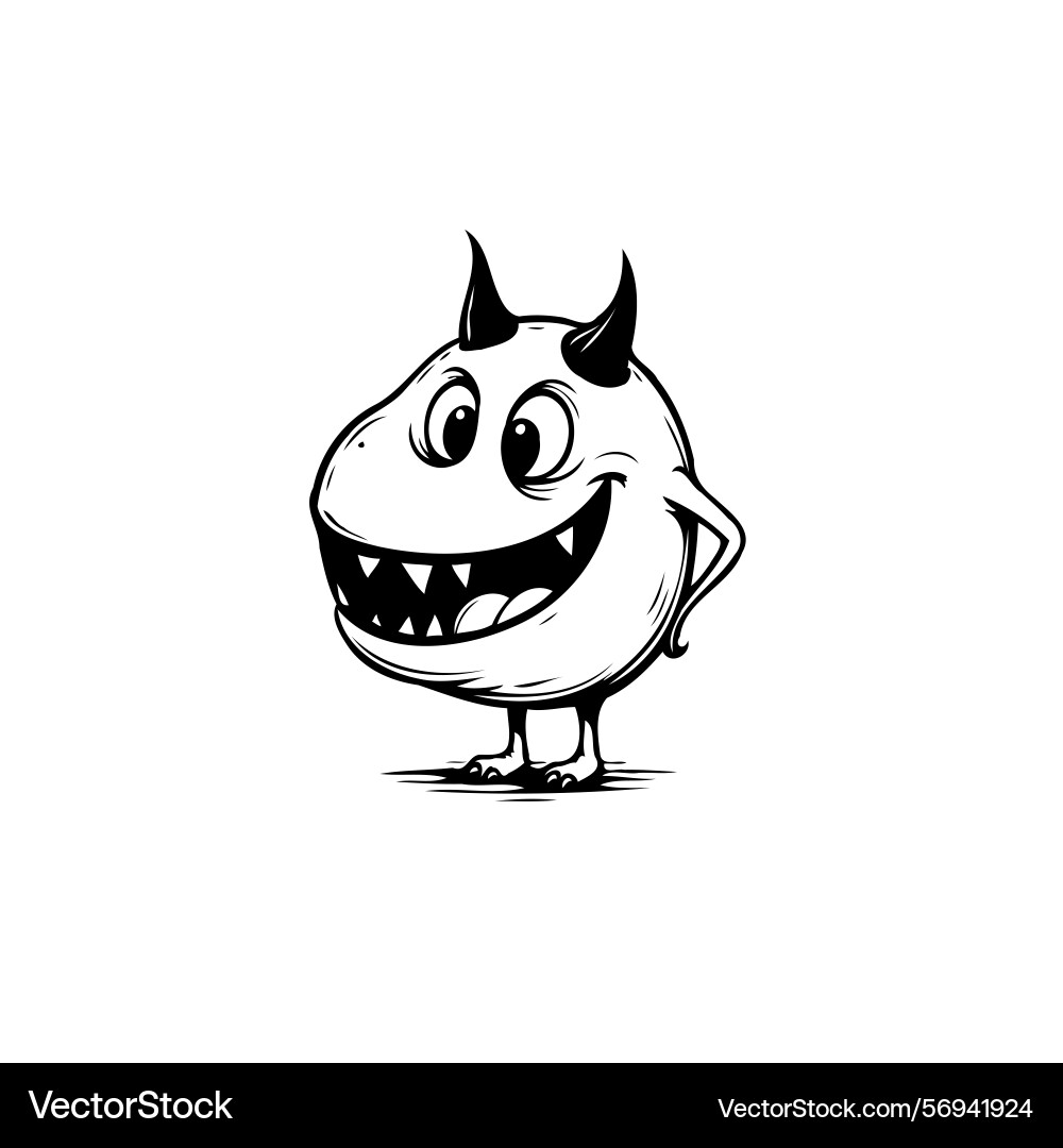 Playful demon in grayscale with an endearing Vector Image