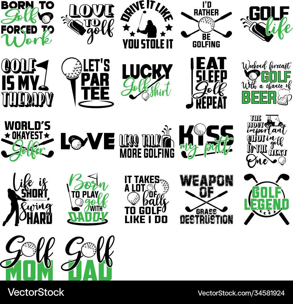 Set golf quotes sport Royalty Free Vector Image