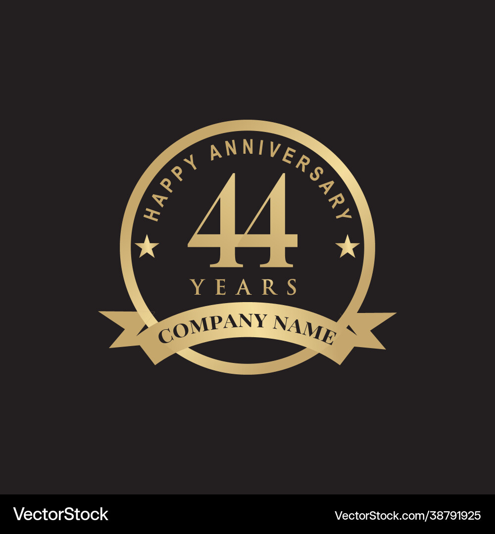 44th year anniversary logo design template Vector Image