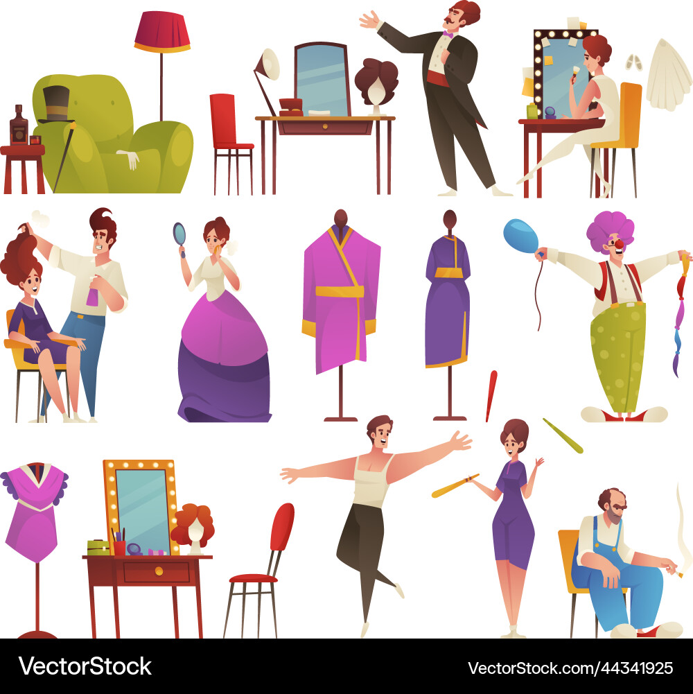 Artist dressing room set Royalty Free Vector Image