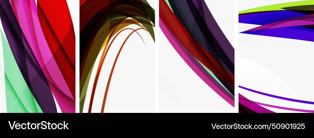 Colorful wave lines poster set for wallpaper Vector Image