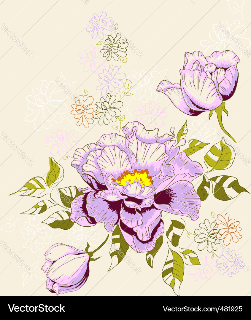 Floral background with peony Royalty Free Vector Image