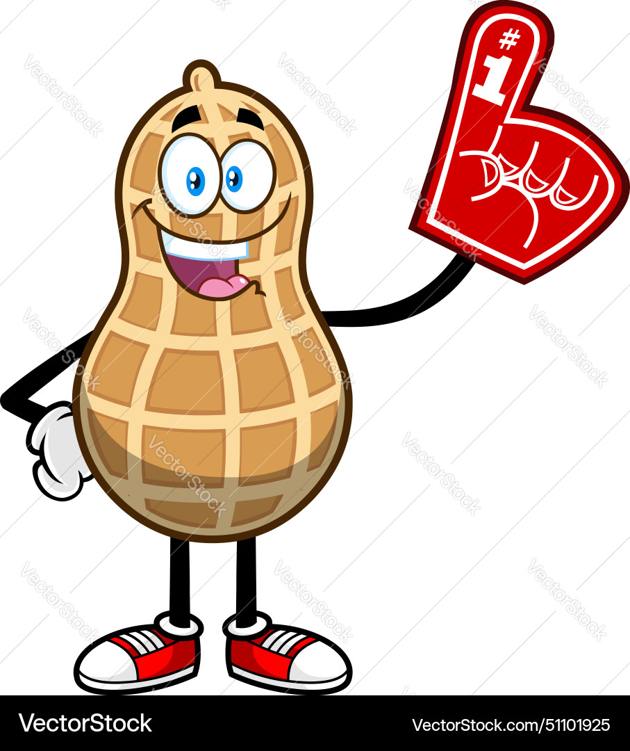 Happy peanut cartoon character Royalty Free Vector Image